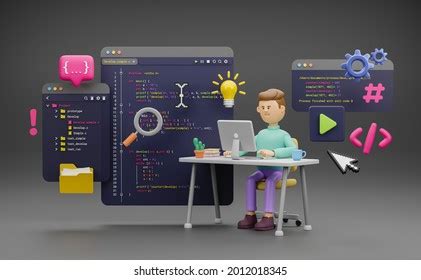Web Developer Robots Creating Program Code Stock Vector Royalty Free Shutterstock
