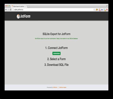jotform sqlite export intégration gestion de données intégrations
