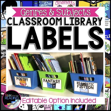 Classroom Library Labels Editable Book Bin Labels Genre Labels Organization Library Labels