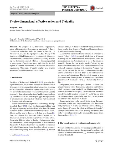 Pdf Twelve Dimensional Effective Action And T T Duality