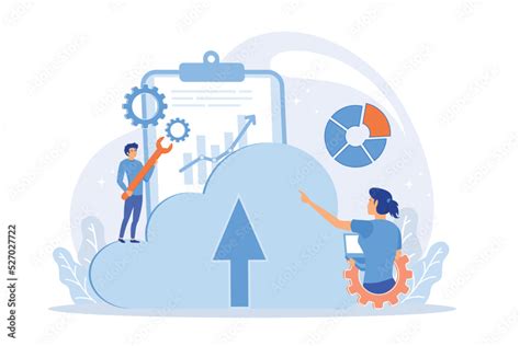 Developer Working On Laptop With Cloud Data Computing Applications