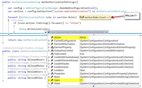 C Reading Authorizationsection From Web Config Provides Incorrect Values Stack Overflow