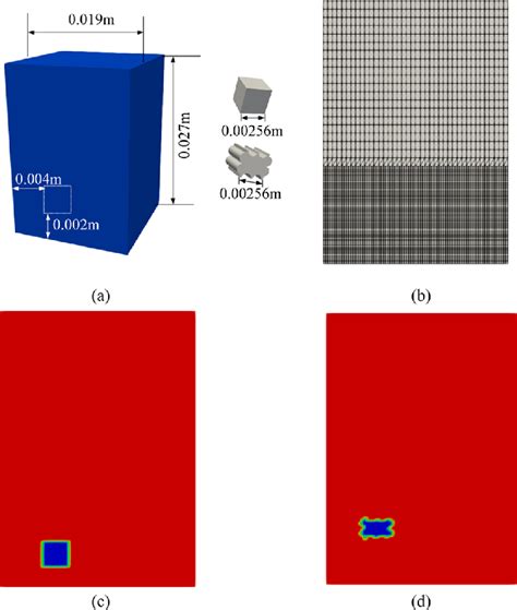 a 3 d model to mimic the experiments b cross section of the mesh