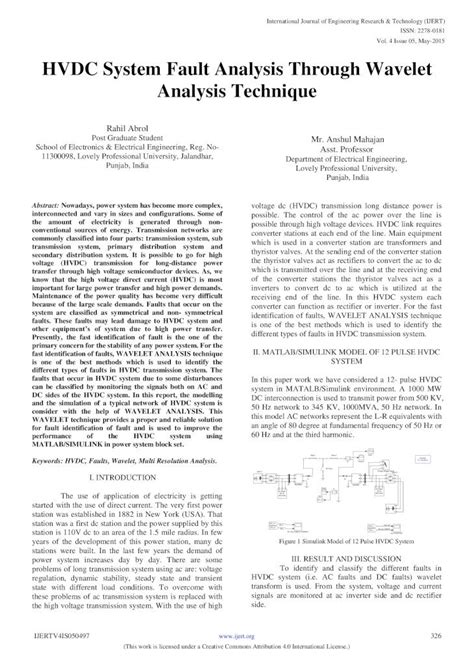 Pdf Hvdc System Fault Analysis Through Wavelet Analysis Technique · Hvdc System Fault Analysis