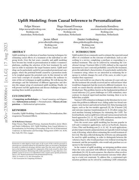 Pdf Uplift Modeling From Causal Inference To Personalization
