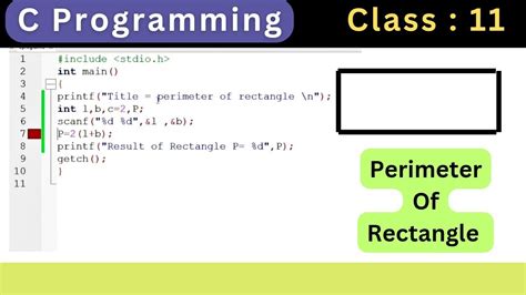 C Program Perimeter Of Rectangle C Programming Coding Youtube
