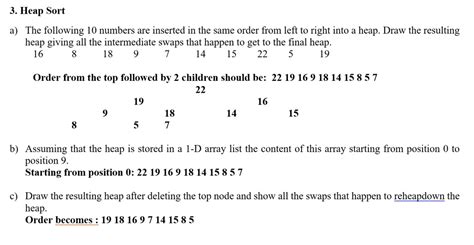 Solved 3 Heap Sort A The Following 10 Numbers Are Inserted In The