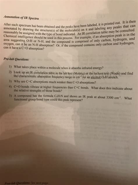 Solved Laboratory Spectroscopy IR Infrared Spectroscopy Chegg