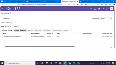 A Scheduled Process For Create Bank Statement Transactions Is In Wait