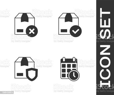 달력 판지 골판지 배달 보안 보호막 및 Ackage 확인 표시 아이콘으로 골판지 상자를 설정합니다 벡터 교통에 대한 스톡 벡터