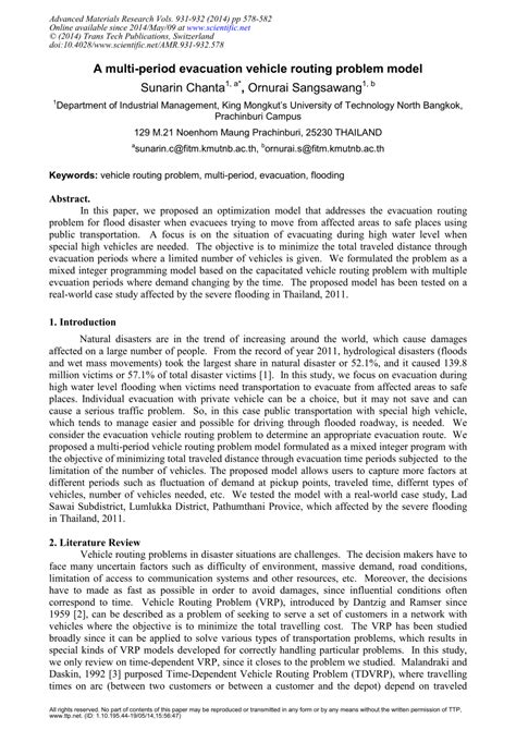 Pdf A Multi Period Evacuation Vehicle Routing Problem Model