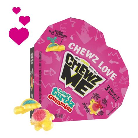 Chewzme Tangy Turtlz Gummies Chewz Love Heart Box Turtle Shaped Jelly Filled