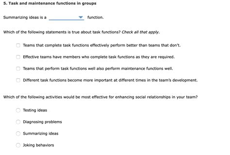Solved 5 Task And Maintenance Functions In Groups