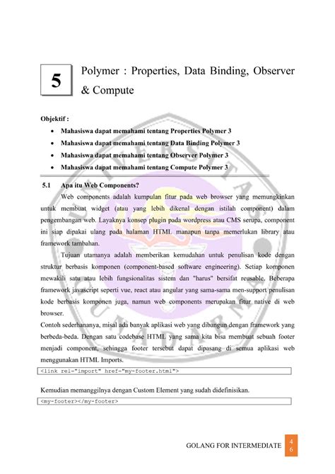 Pert5 Polymer Properties Data Binding Observer Compute Golang For