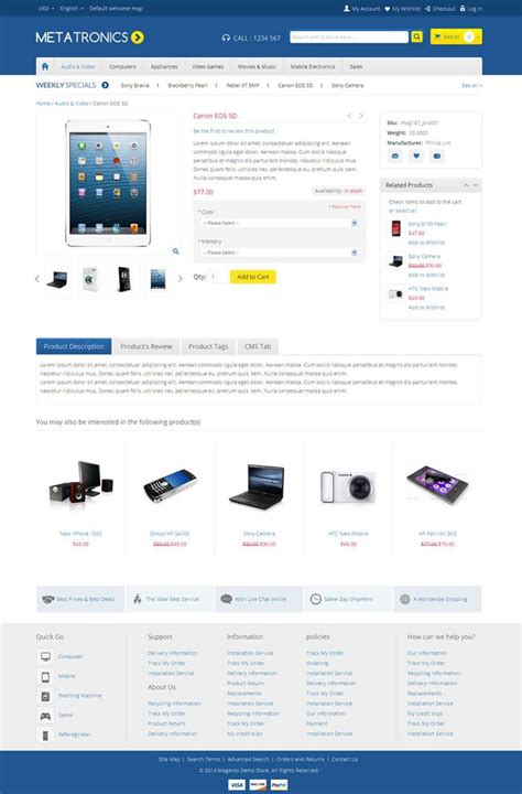Meta Tronics Magento Responsive Theme Magento Web Template Design Meta