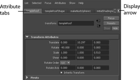 the attribute editor