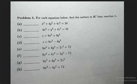 solved problem 5 for each equation below find the surface