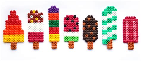 Popsicle Ice Lolly Fuse Bead Template Hama Perler Pyssla Melty Summer Ice Pop Mini Play Food