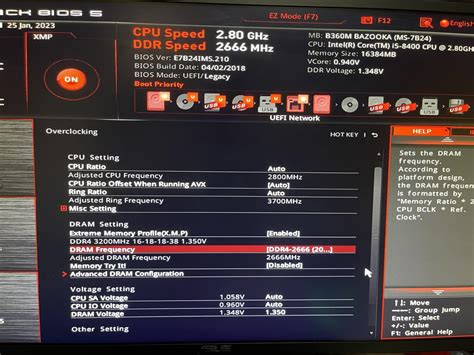 New Ram Doesnt Have The Correct Speed Option On The Bios Rpcbuild