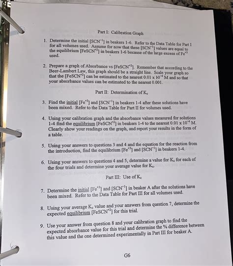 Part I Data For Calibration Graph Accurate