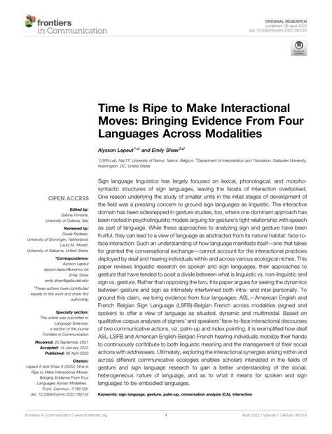Pdf Time Is Ripe To Make Interactional Moves Bringing Evidence From Four Languages Across