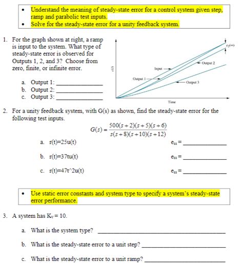 Solved Understand The Meaning Of Steady State Error For A