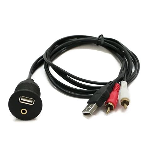Female To Male Usb To Rca Av Cable Female Usb To Rca Cable With Round Panel Fit For Car Auto