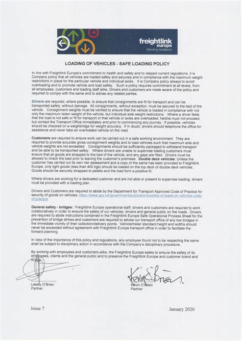 Safe Loading Of Vehicles Page 001 1 Freightlink Europe