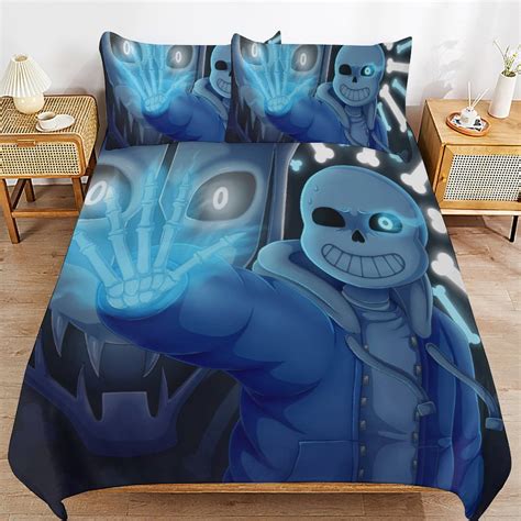 Undertale Sans Duvet Cover 3 Piece Bedding Set Teen Comforter Cover Set