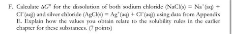 Calculate Δg∘ For The Dissolution Of Both Sodium