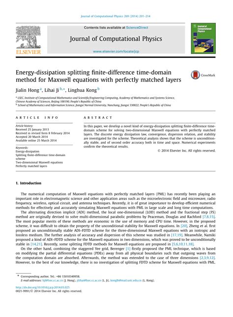 Pdf Energy Dissipation Splitting Finite Difference Time Domain Method