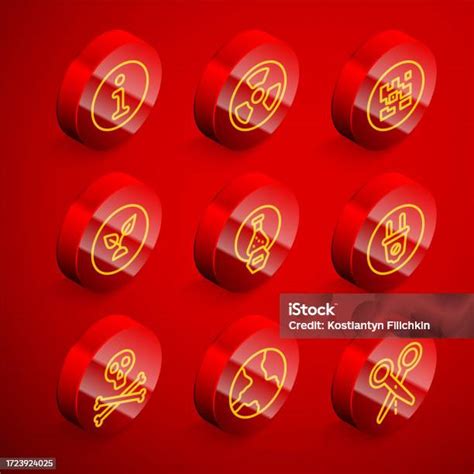 라인 정보 방사성 Qr 코드 식물 기반 시험관 및 플라스크 전기 플러그 뼈 두개골 경고 및 전세계 아이콘을 설정합니다 벡터 3차원 형태에 대한 스톡 벡터 아트 및 기타