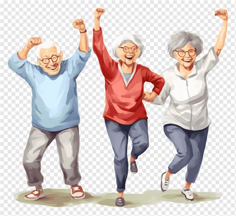 함께 포즈를 취하는 행복한 노인들 Png Pngwing