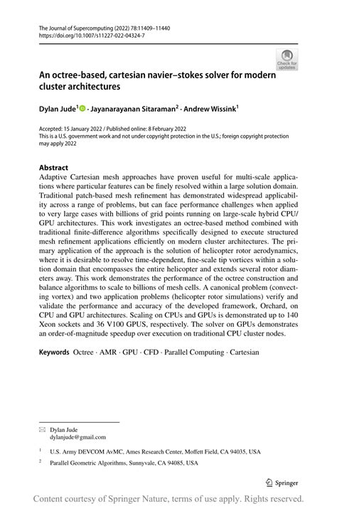 An Octree Based Cartesian Navierstokes Solver For Modern Cluster