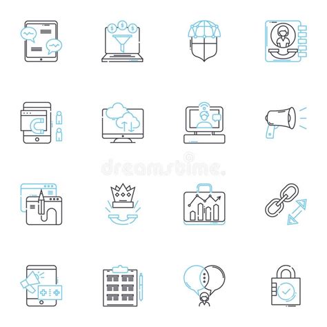 Online Partnership Linear Icons Set Collaboration Alliance