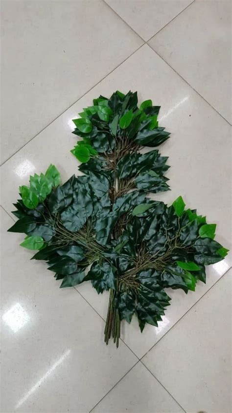 Plastic Artificial Green Ficus Leaf Bunch Sizedimension 10 Inch