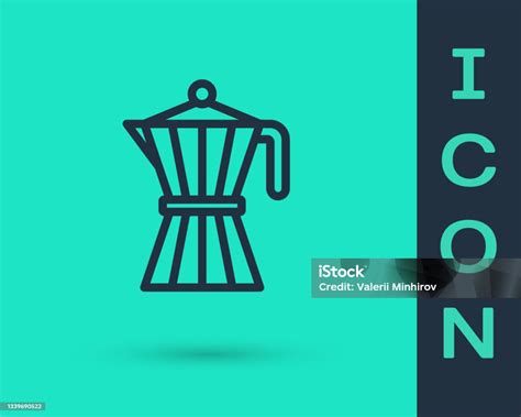 녹색 배경에 고립 된 블랙 라인 커피 메이커 모카 냄비 아이콘 벡터 간헐천에 대한 스톡 벡터 아트 및 기타 이미지 간헐천 개념 검은색 Istock