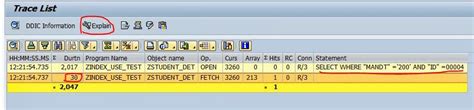 Sql Trace With Use Of Primary Index And Secondary Index Sapcodes