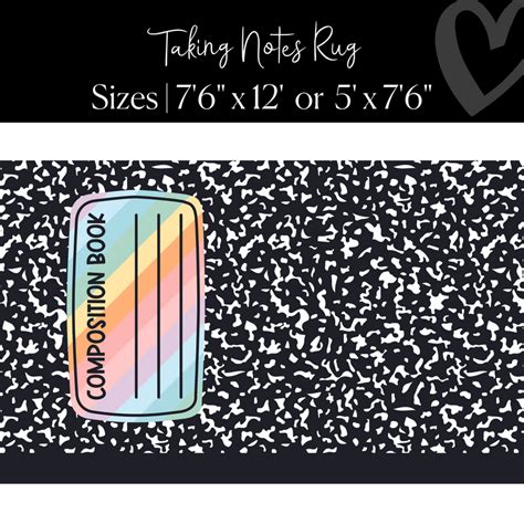 Composition Notebook Rug Black And White Classroom Rug Taking Note