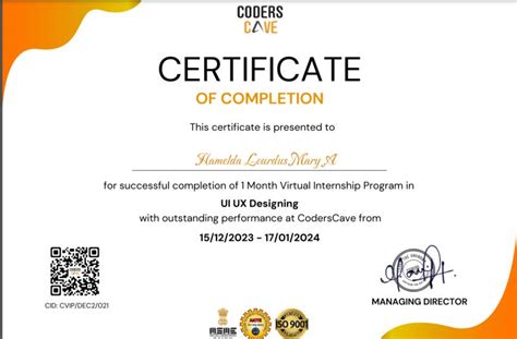 Hamelda Lourdus Mary A On Linkedin Intership Opportunity Certificates