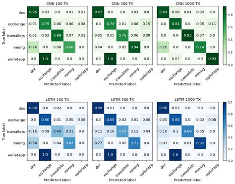 classification performance of cnn and lstm models in the form of