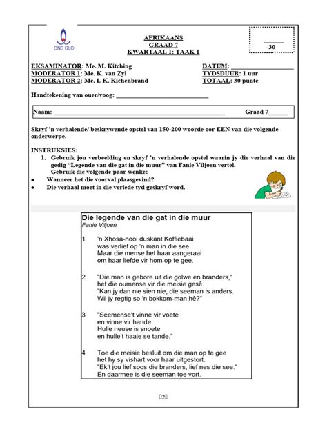 Kwartaal 1 Formele Assessering Taak 1 Opstel Pdf