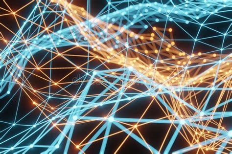 Digitally Generated Abstract Render Visualization Of A Neural Network It Structure Network