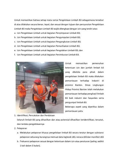 Limbah Pdf Pemantauan Pengelolaan Limbah B Industri Di Provinsi Banten