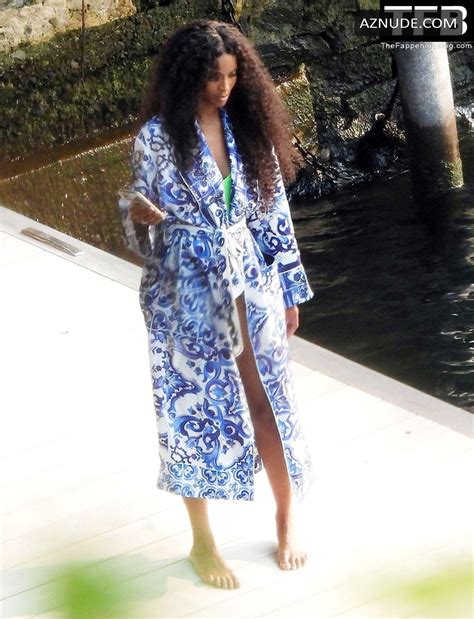 Ciara Sexy Seen Flaunting Her Hot Bikini Body Wearing A Lime Green