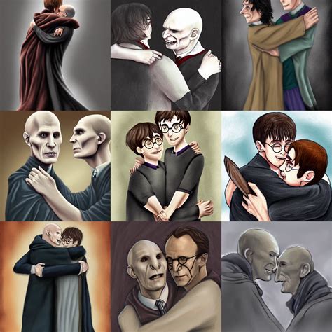 Harry Potter And Voldemort Ecstatically Hugging Each Stable Diffusion