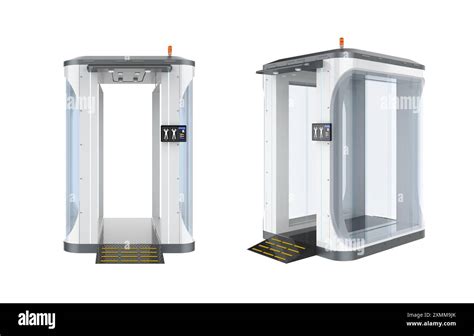 3d Rendering Set Of Passenger Walk Through Scanners Or Airport Security Gates For Metal Detector