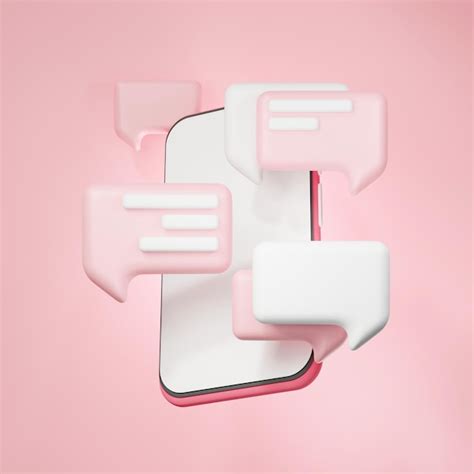 목업 및 웹 배너 만화 인터페이스 디자인 최소한의 메타버스 개념을 위한 깨끗한 배경에 채팅 거품 및 주석 아이콘이 있는 스마트폰의 3d 렌더링 프리미엄 사진