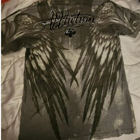 Affliction Tshirt Wings Feathers Double Sided Mens Depop