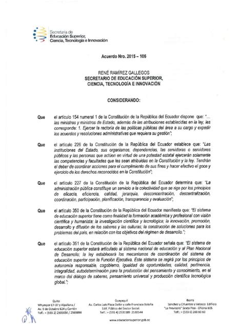 Acuerdo No 2015 106 Instructivo Para La Codificacion De Titulos Carreras Y Programas Dentro Del